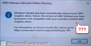 AMD Software Warning: Graphics Driver Replaced?