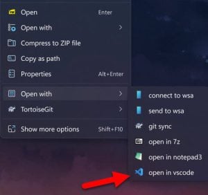 Add "Open with code" to Windows 11 Context Menu