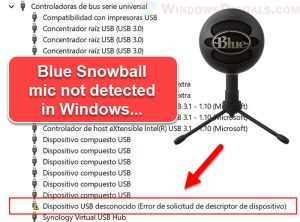 Blue Snowball Mic Driver Not Working on Windows 11 or 10