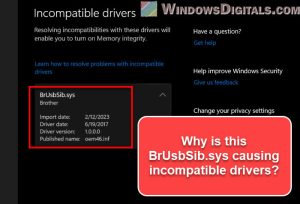 BrUsbSib.sys Causes Memory Integrity Issue in Windows 11