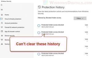 Can't Clear Protection History in Windows 11/10 Defender