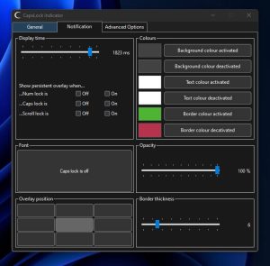 Windows 11 On-Screen Caps Lock Indicator