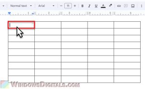 Google Docs: How to Select Table Column or Whole Table