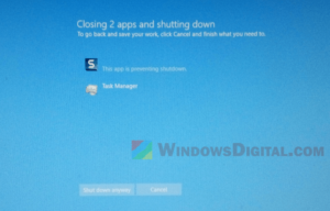 Closing 1 App and Shutting Down in Windows 11/10 (Fix)