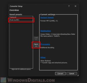 Convert FLAC, MP3, ALAC, etc. with foobar2000