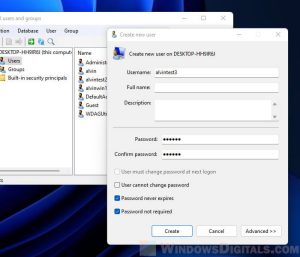 Open Local Users and Groups in Windows 11 Home or Pro