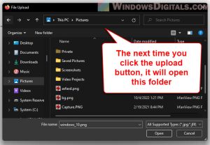 Change Default Upload Folder in Chrome on Windows 11/10