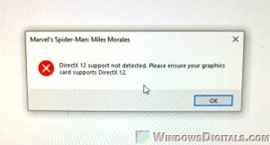 "DirectX 12 Support Not Detected" Starting a Game
