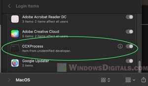 What is CCXProcess during Startup on Windows or Mac?