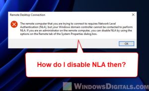 Disable Network Level Authentication in Windows 11 or 10