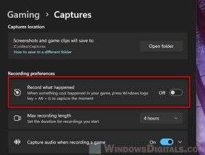 "Select to record your game" pop up in Windows 11