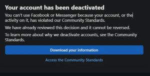 Facebook: When this happens, it's usually because the owner...