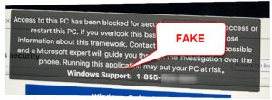 "Windows locked due to unusual activity" Scam