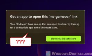 "Get an app to open this 'ms-gamebar' link" pop-up