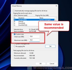 Moving Virtual Memory to Different Drive in Windows 11