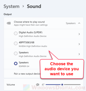 How to Change Default Audio Output Device on Windows 11