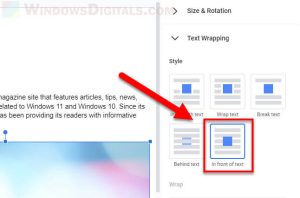 How to Move an Image to the Front or Back in Google Docs