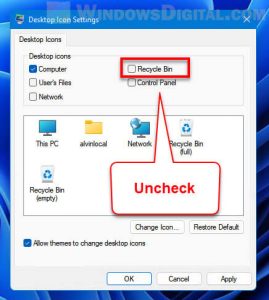 How to Remove Recycle Bin From Windows 11 Desktop