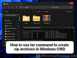 Use Tar to Create Zip Archive Files in Windows 11