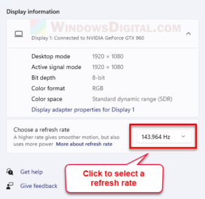 How to Change Desktop Screen Refresh Rate in Windows 11
