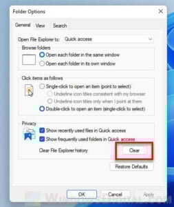 How to Disable Recent Files and Frequent Folders in Windows 11