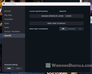 Why set Meta Quest Link as default OpenXR runtime?