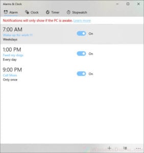 Set Multiple Repeating or Only Once Alarms in Windows 11/10