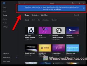 Why set Meta Quest Link as default OpenXR runtime?