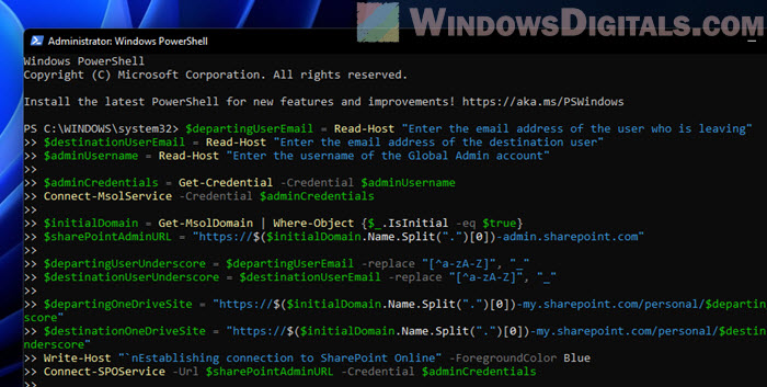 PowerShell Script To Copy All OneDrive Files To Another User