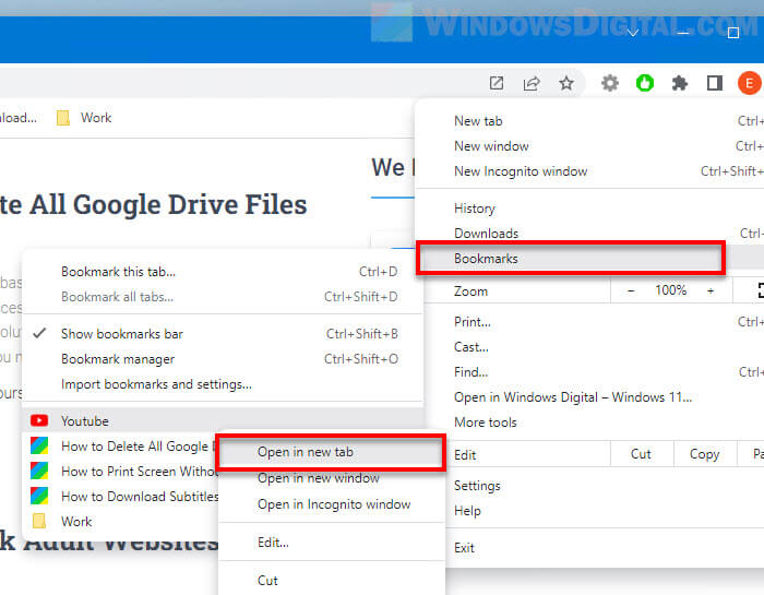 How To Make Bookmarks Open In New Tab In Chrome
