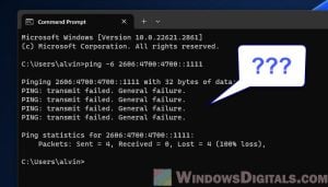 "PING: transmit failed. General failure" Windows 11