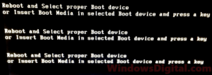 "Reboot and select proper boot device" on Windows 10/11