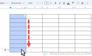 Google Docs: How to Select Table Column or Whole Table
