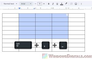 Google Docs: How to Select Table Column or Whole Table