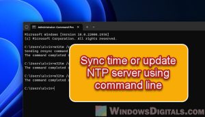 Sync Time or Change NTP Server in Windows 11 using CMD