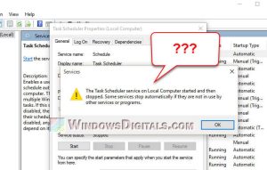 Windows Task Scheduler Service Started then Stopped