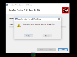 "The system cannot open the device or file specified" (Fix)