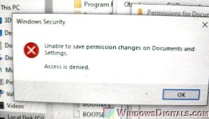 "Unable to save permission changes on [File]" Windows 11