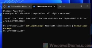 Install or Uninstall Windows 11 Snipping Tool via PowerShell