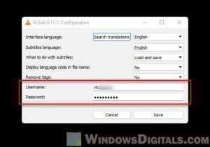 VLC's VLSub Error Code "401 Unauthorized" (200)