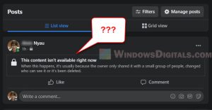 Facebook: When this happens, it's usually because the owner...