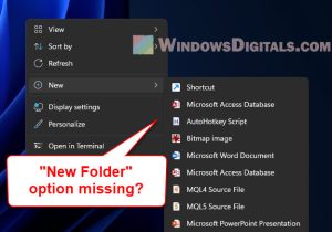 Windows 11 "New Folder" Missing From Right-Click Menu