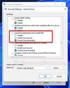 Windows 11: Your Internet security settings prevented one or more files